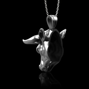 Sterling Silver Angry Bull Pendant Necklace, Men Bull Necklace, Mens ...