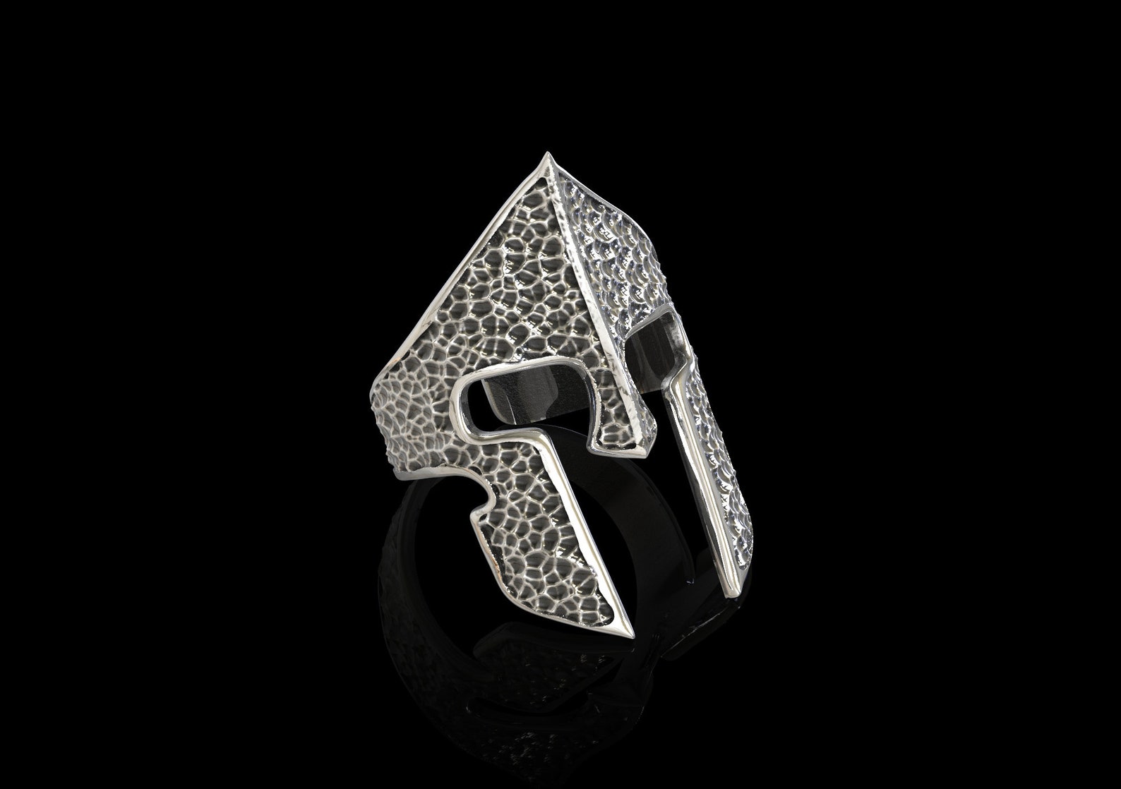 Sterling Silver Spartan Mens Ring Spartan Helmet Ring Damask - Etsy
