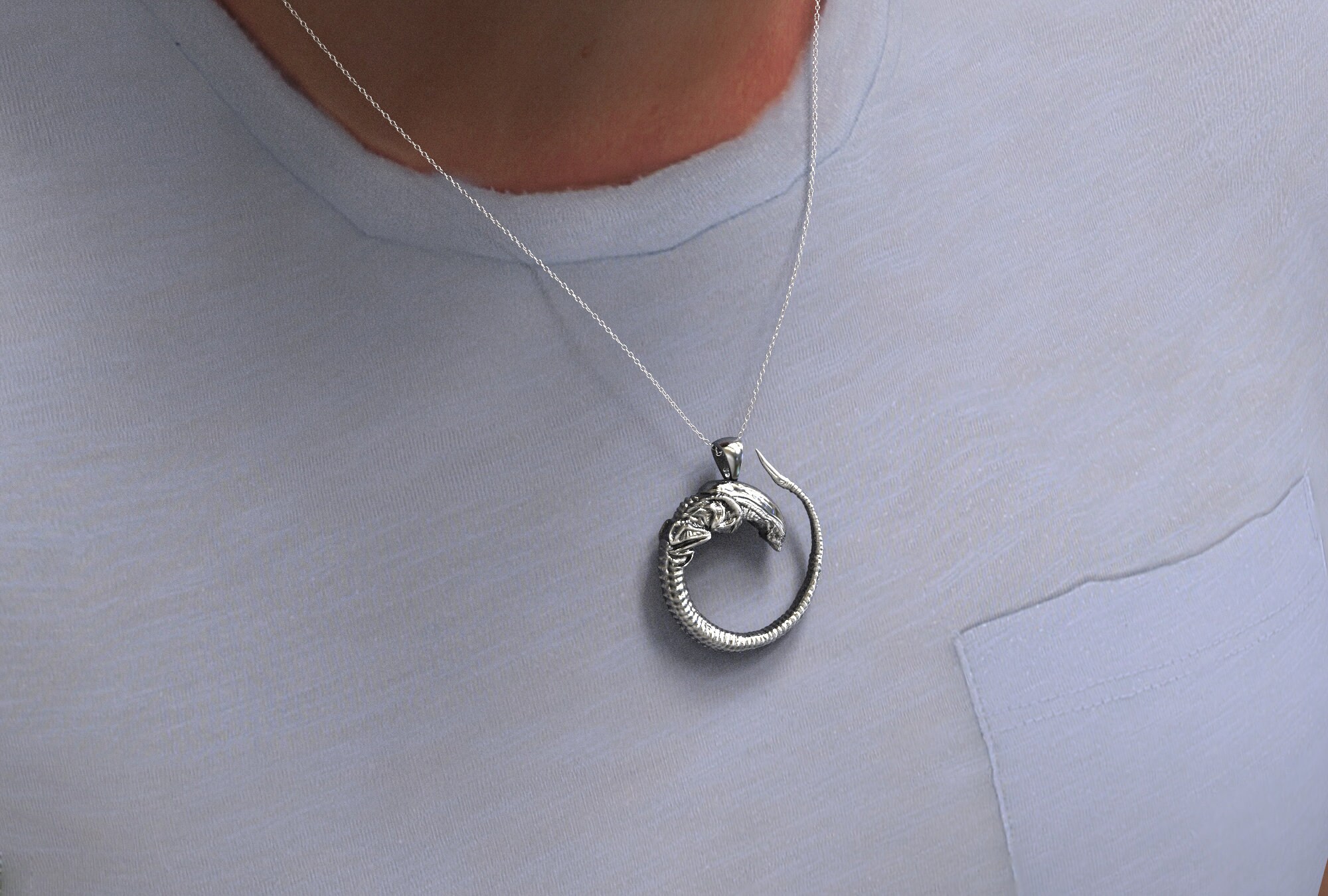 Sterling Silver Alien Dog Chestburster Pendant H.R. Giger - Etsy Ireland