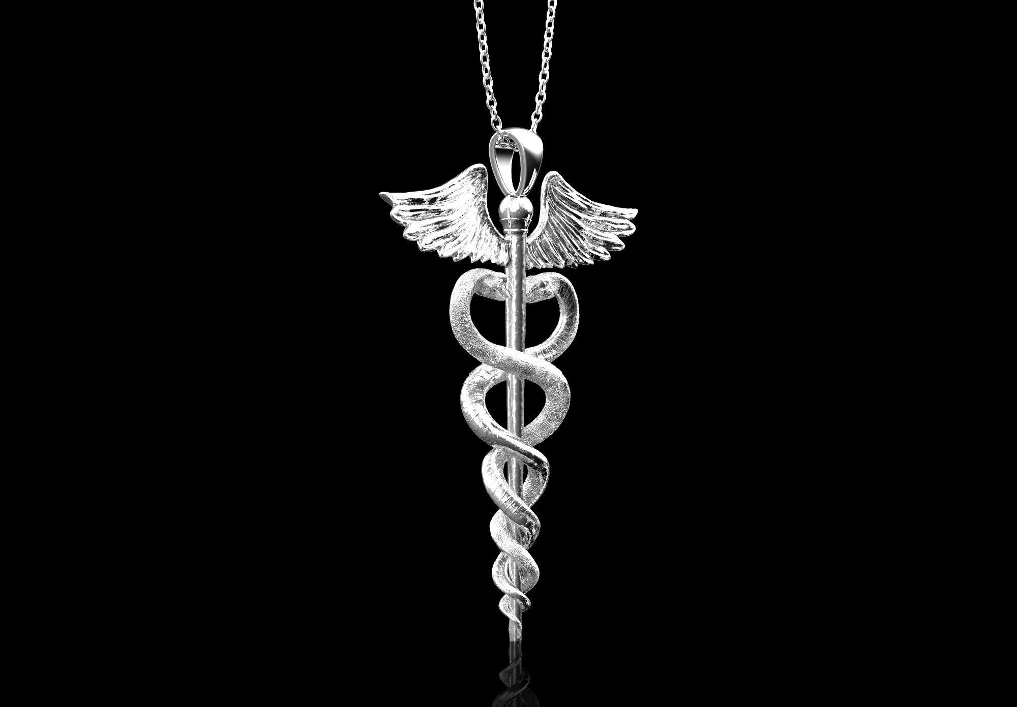 Sterling Silver Caduceus Pendant Necklace Medical Jewelry - Etsy