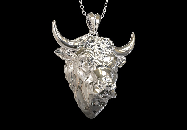 High-gloss Sterling Silverbull Head Pendant, Angry Bull Necklace ...