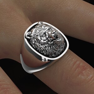 Bear Ring, Bear Silver Ring, Grizzly Bear Ring,bear Ring for Men, Mens ...