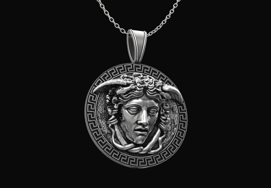 Sterling Silver Medusa Pendant Necklace Greek Medusa Ancient | Etsy