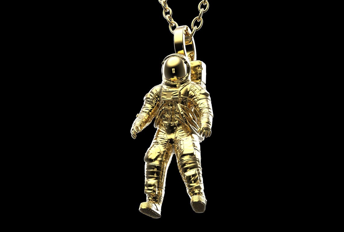 18K Gold Plated Apollo 11-14 Astronaut Pendant, Neil Armstrong Space ...