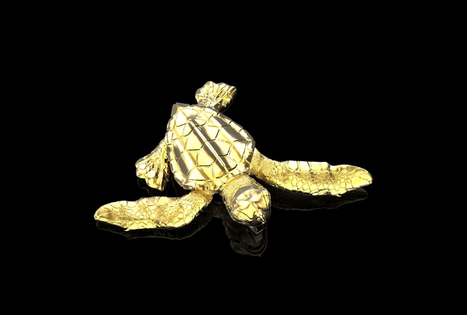 Yellow Gold Plated Sea Turtle Hatchling Necklace, Sealife Pendant, Baby ...