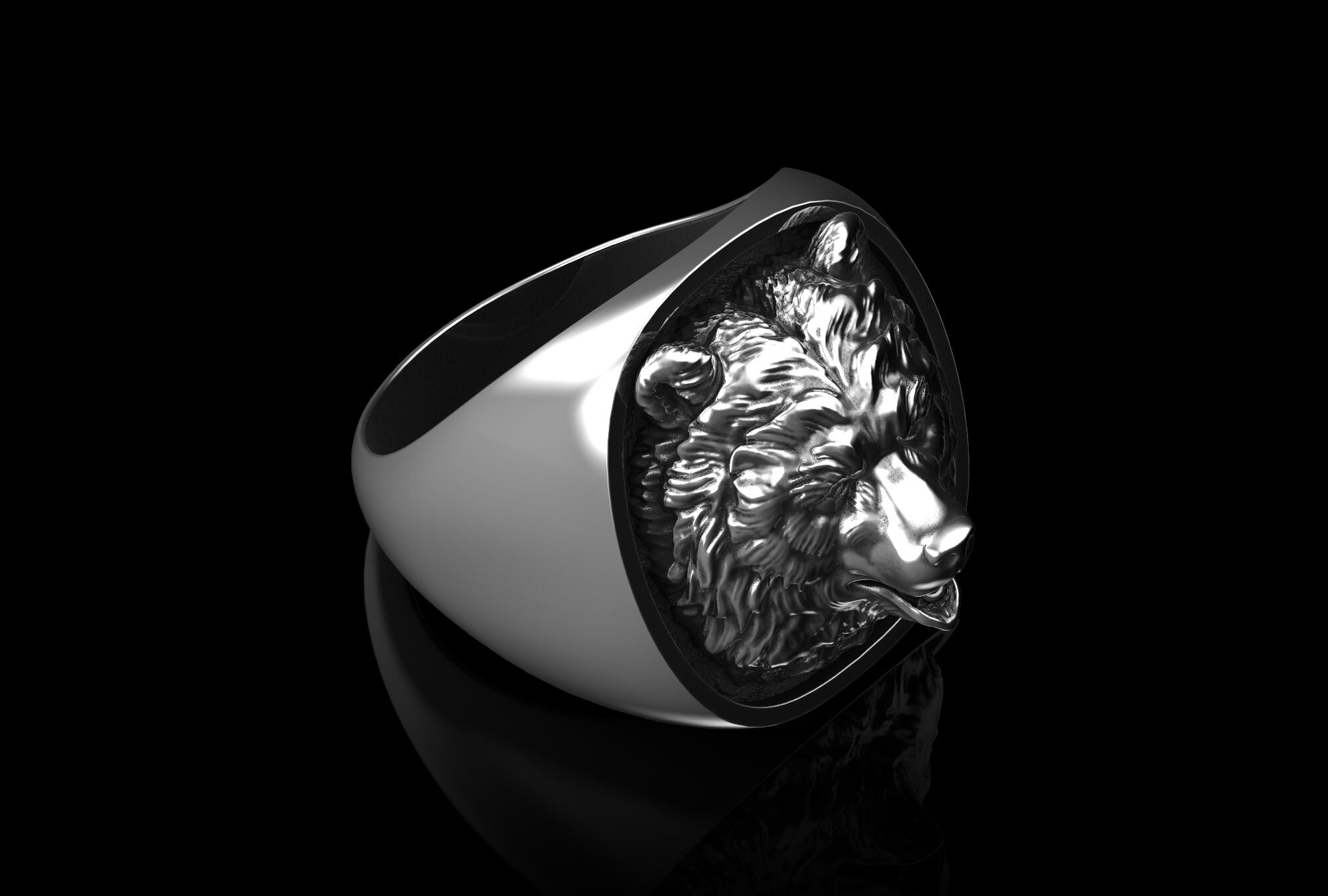 Bear Ring, Bear Silver Ring, Grizzly Bear Ring,bear Ring for Men, Mens ...
