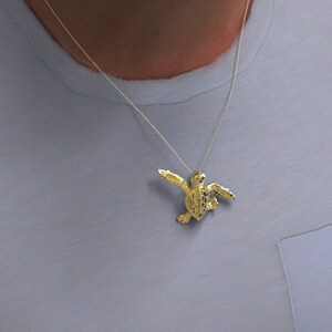 Yellow Gold Plated Sea Turtle Hatchling Necklace, Sealife Pendant, Baby ...