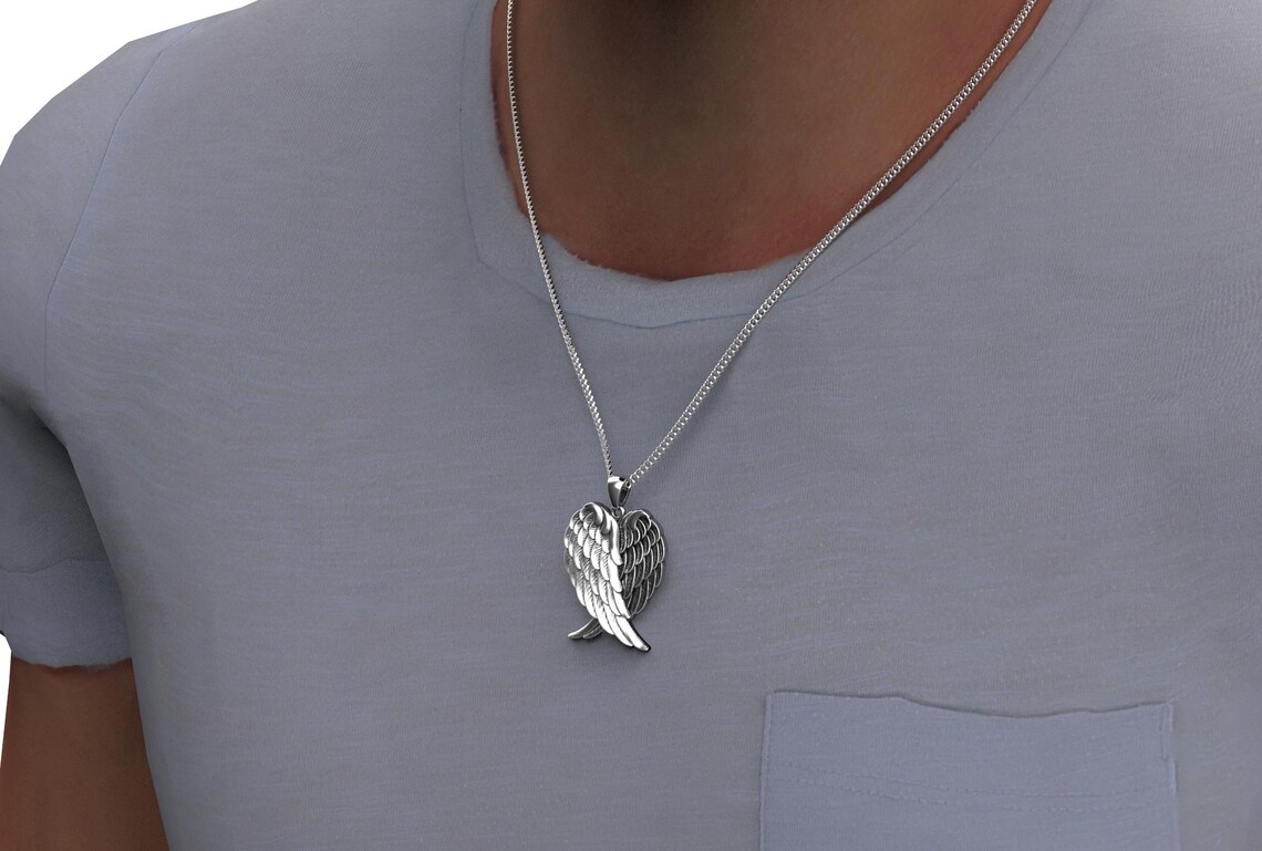 Sterling Silver Angel Wings Pendant, Angel Wing Necklace, Religious ...