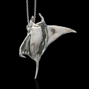 Sterling Silver Manta Ray Necklace Pendant, Sea Life Marine Scuba Diver ...