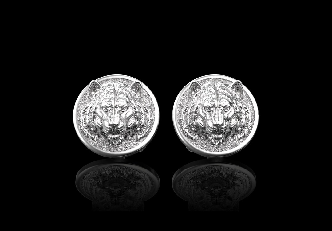 Sterling Silver Wild Tiger Cufflinks, Big Cat Jewelry, Suit Accessorie ...