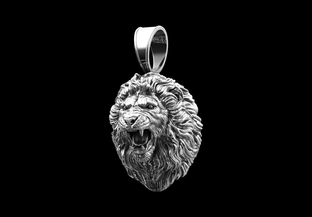 Personalized Antique Sterling Silver Angry Lion Pendant, Pendant for ...