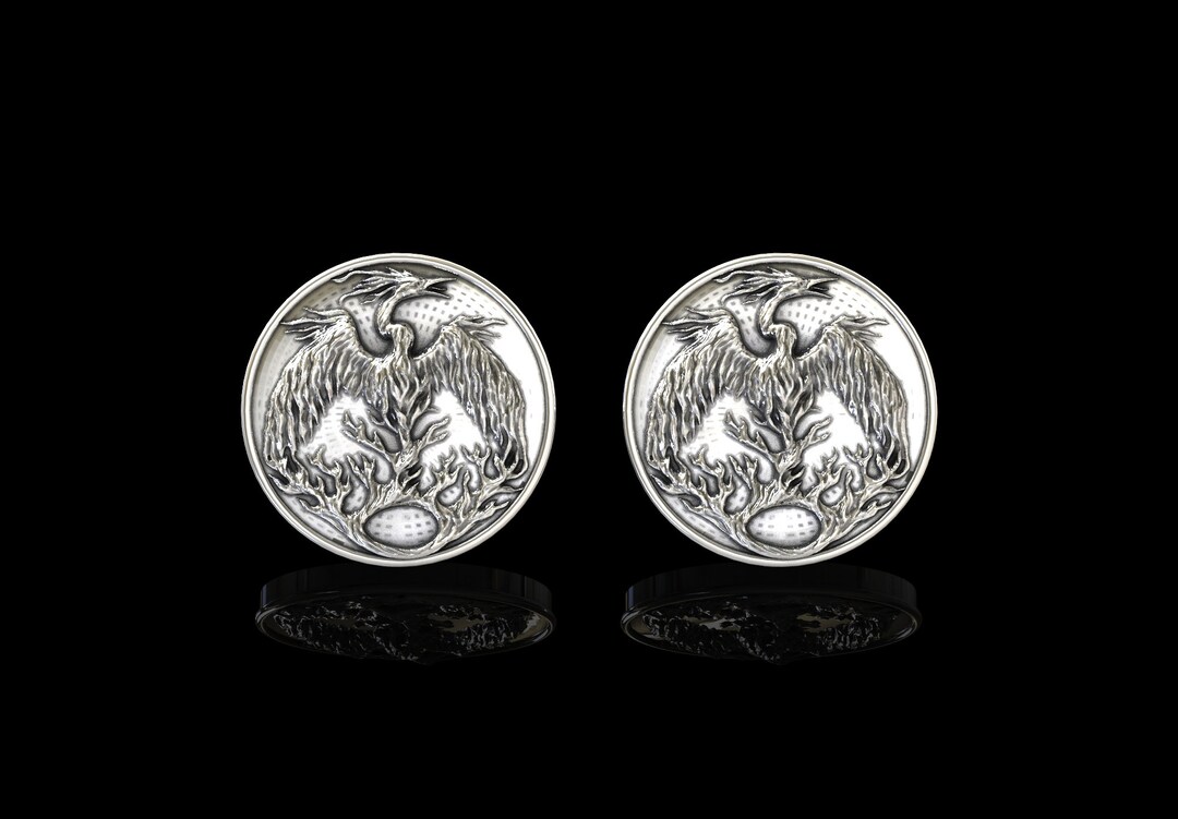 Sterling Silver Winged Phoenix Cufflinks, Ancient Greek Mythology ...