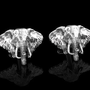 Sterling Silver Elephant Head Cufflinks, Elephant Cufflinks, African ...
