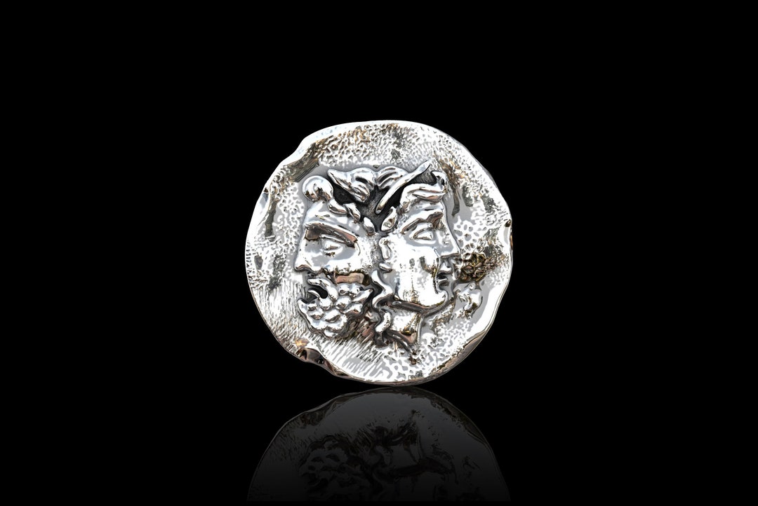 Sterling Silver Athena Greek Janus Coin Lapel Pin, Ancient Greek Coin ...