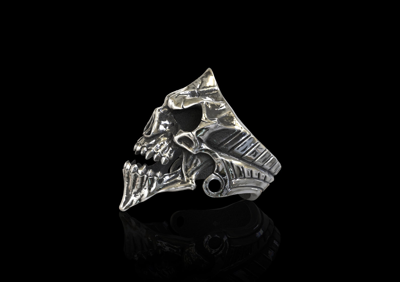 Devil Skull Sterling Silver Ring Silver Skull Biker Men Ring - Etsy