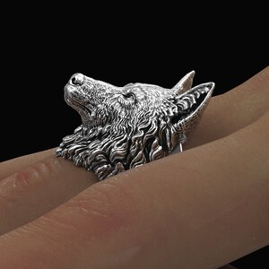 Silver Men Wolf Ring Wolf Sterling Silver Men's Signet | Etsy