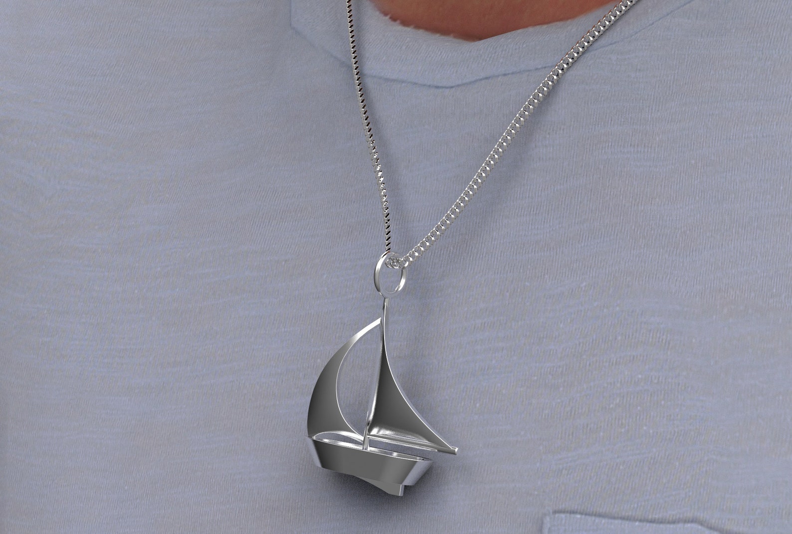 Sterling Silver Sailboat Yacht Boat Nautical Pendant, Boat Yacht Charm ...
