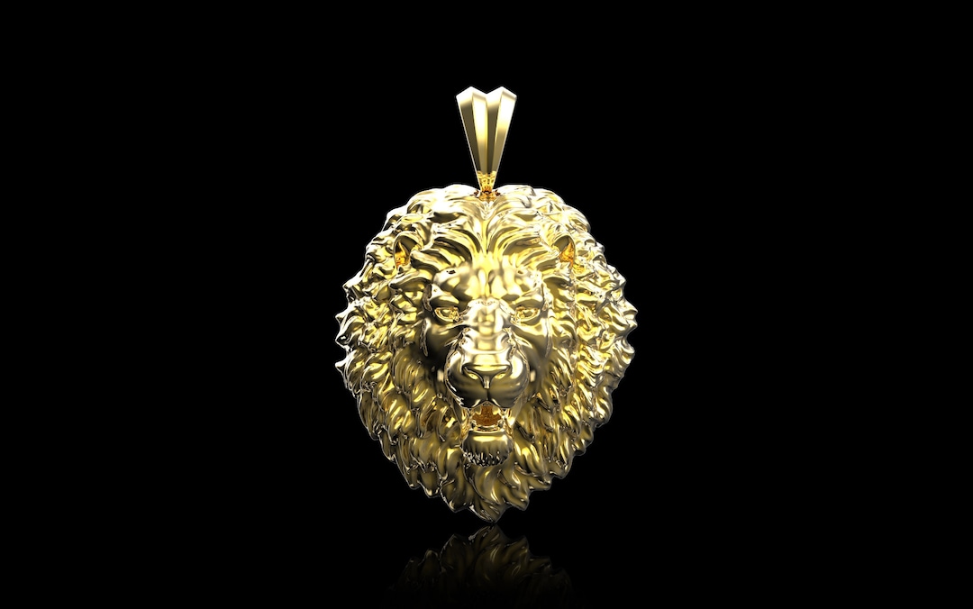 18K Gold Plated Roaring Lion Pendant Necklace, Zodiac Lion Jewelry ...
