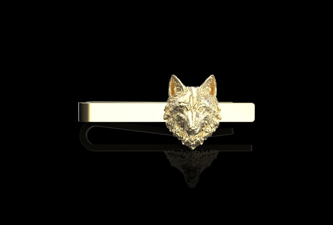 Bronze Nordic Viking Wolf Tie Clip, Realistic Wolf Jewelry, Wolf Face ...