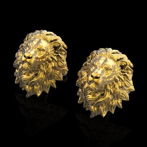 18K Gold Plated Lion Cufflinks Calm Lion Lion Lover Item | Etsy