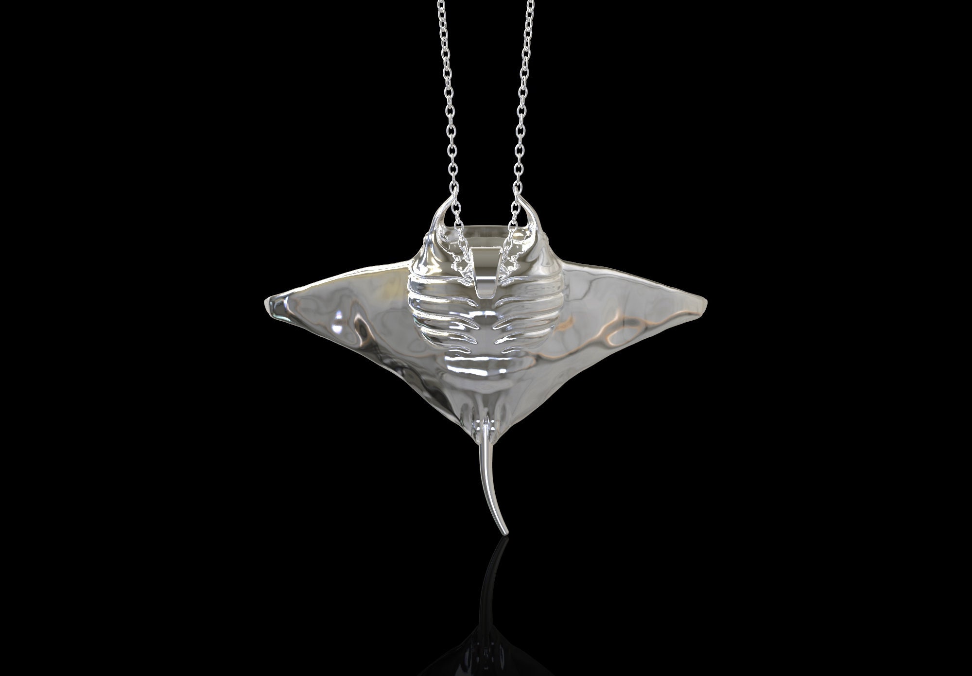 Sterling Silver Manta Ray Necklace Pendant Sea Life Marine - Etsy