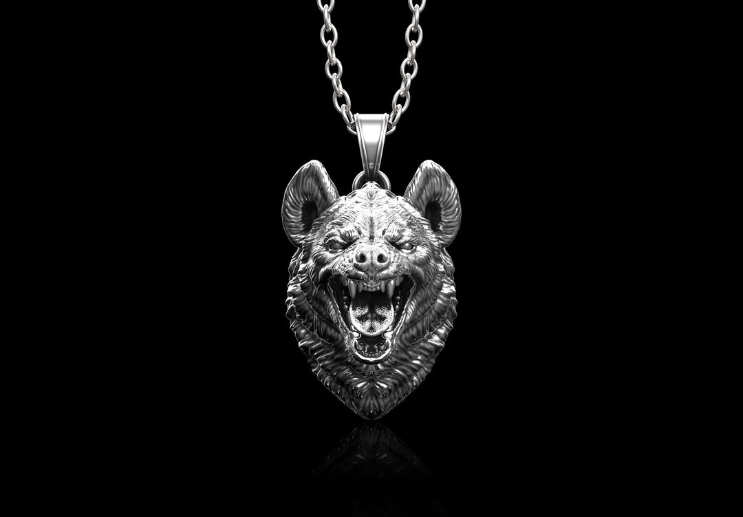 Sterling Silver Angry Hyena Pendant, Beast Gothic Necklace, Handmade ...