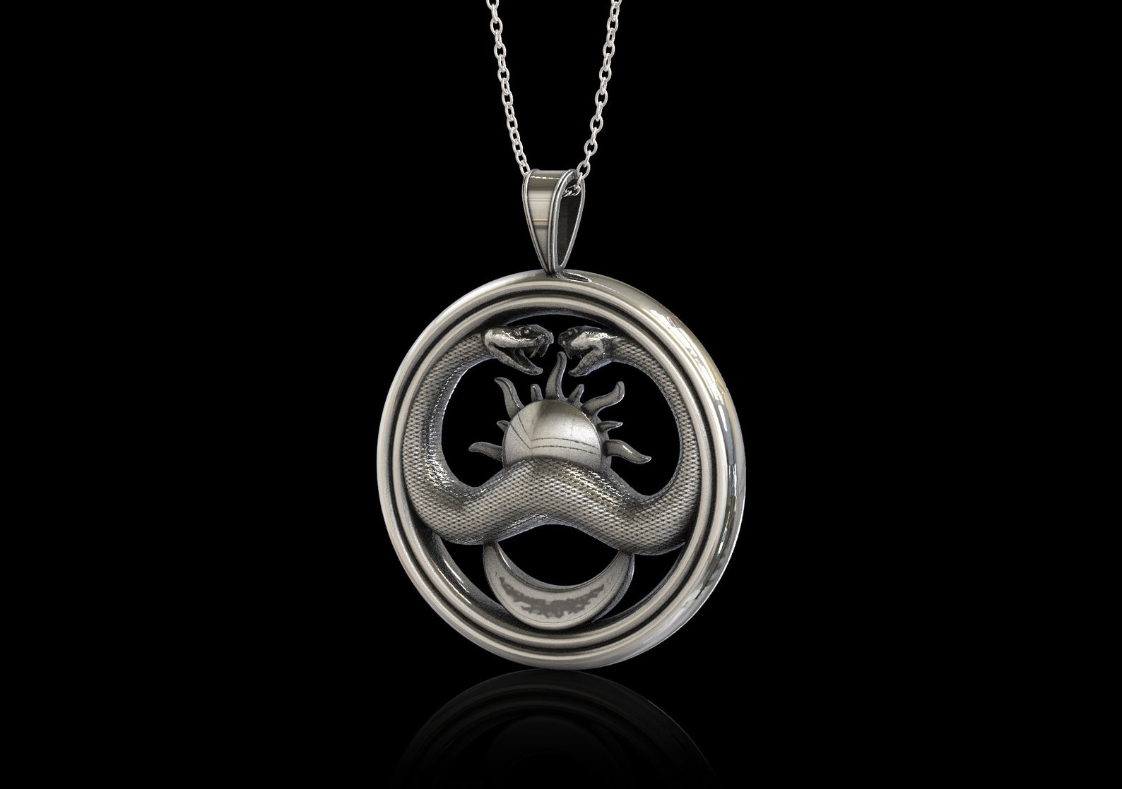Sterling Silver Thulsa Doom Snake Necklace Pendant, Conan the Barbarian ...