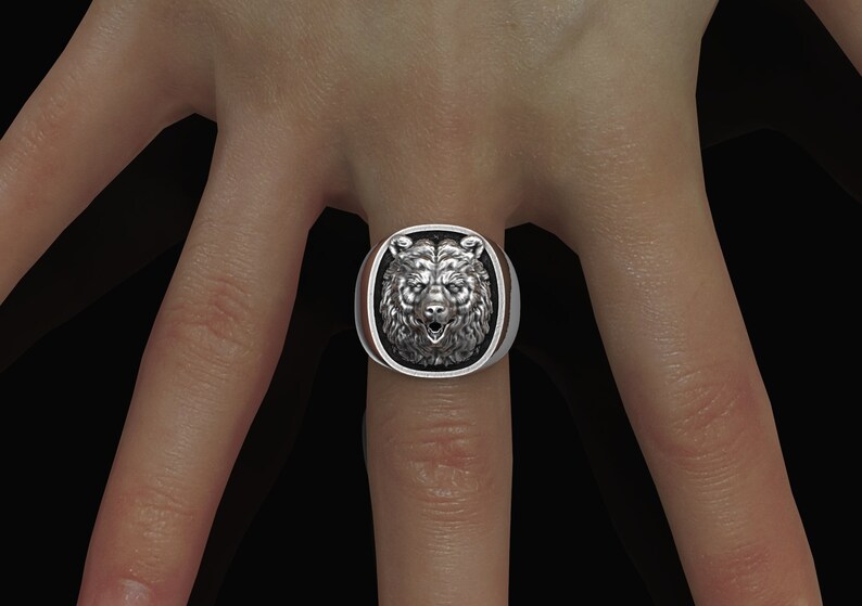 Bear Ring Bear Silver Ring Grizzly Bear Ringbear Ring for - Etsy