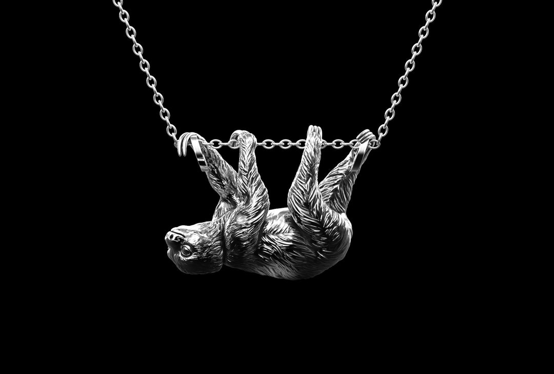 Solid Sterling Silver Sloth Necklace Pendant, Sloth Gifts, Sloth ...