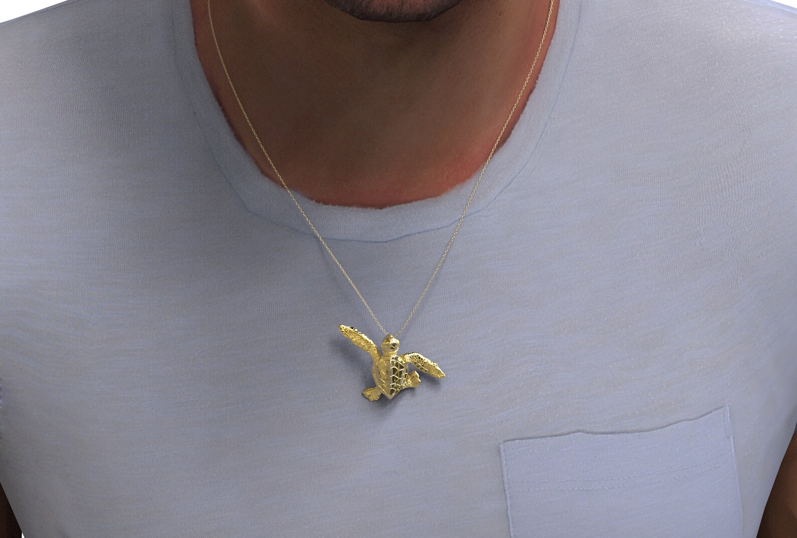 Yellow Gold Plated Sea Turtle Hatchling Necklace, Sealife Pendant, Baby ...