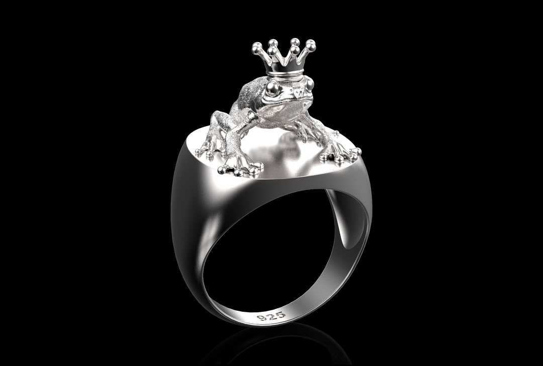 Sterling Silver King Frog Ring, Frog Charm, Silver Frog Jewelry, Lucy ...