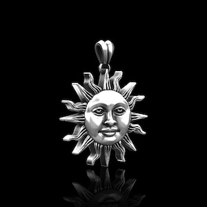 Sterling Silver Sun Pendant Necklace, Celestial Sun Pendant, Sun ...