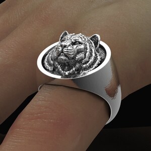 Sterling Silver Tiger Ring Silver Tiger King Ring Tiger - Etsy
