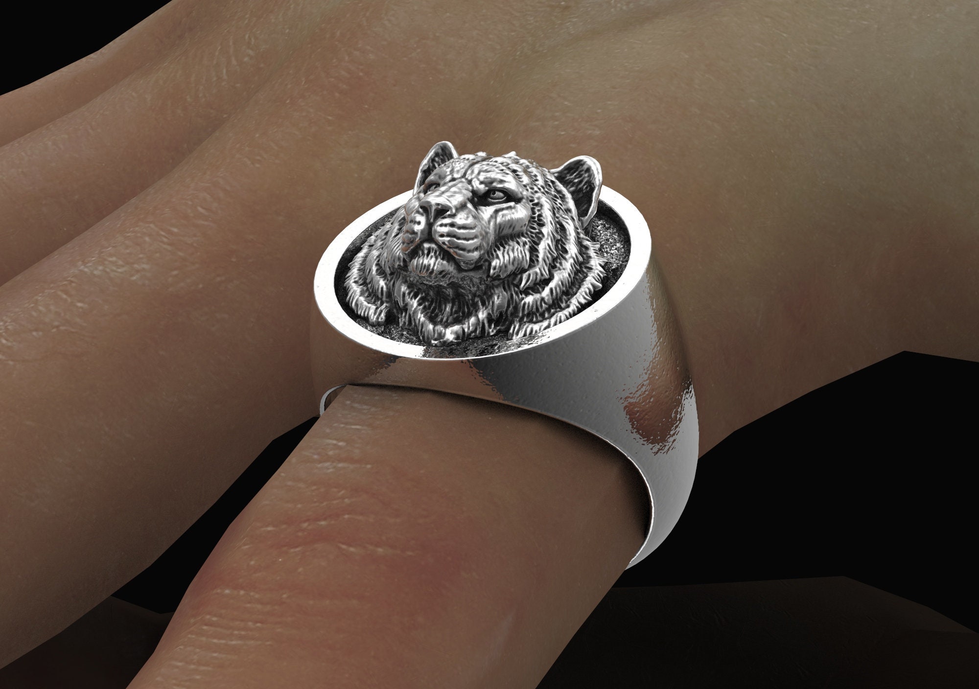 Sterling Silver Tiger Ring Silver Tiger King Ring Tiger | Etsy