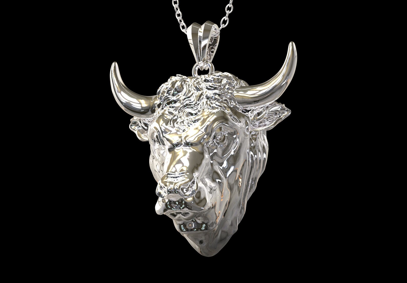 High-gloss Sterling Silverbull Head Pendant, Angry Bull Necklace ...
