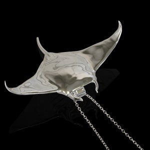 Sterling Silver Manta Ray Necklace Pendant, Sea Life Marine Scuba Diver ...