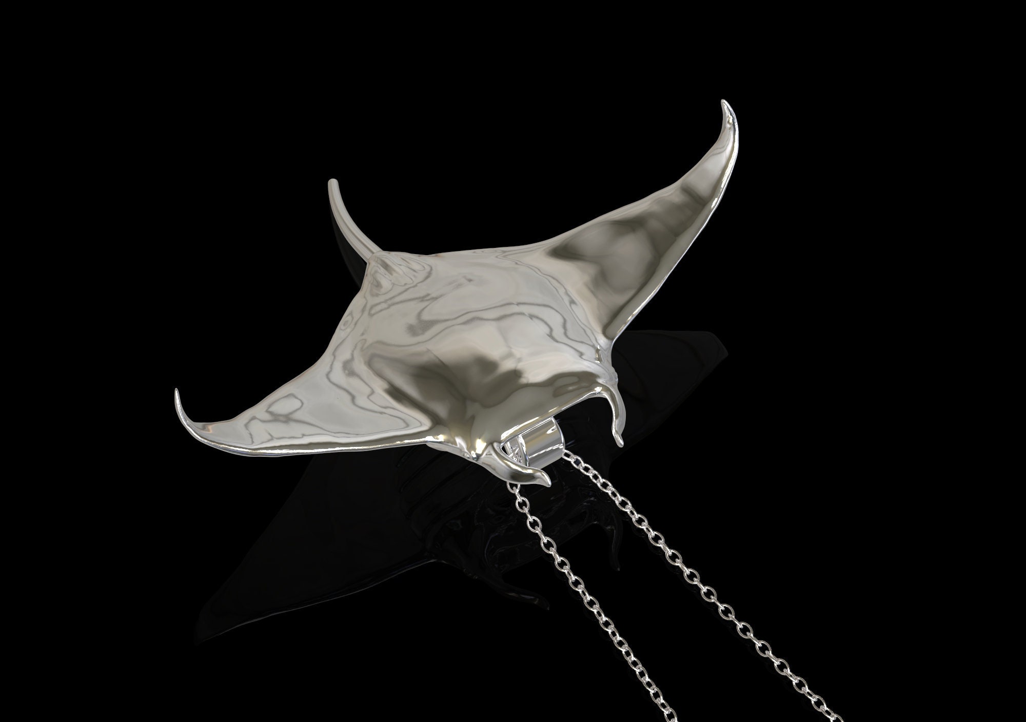 Sterling Silver Manta Ray Necklace Pendant, Sea Life Marine Scuba Diver ...