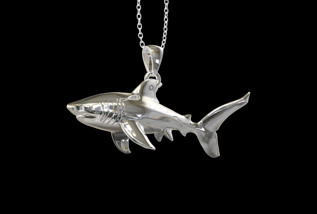 Sterling Silver Shark Pendant Necklace, Ocean Necklace, Scuba Diver ...