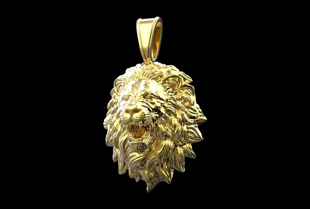 Yellow Gold Plated Roaring Lion Pendant for Thick Chains, Lion King ...