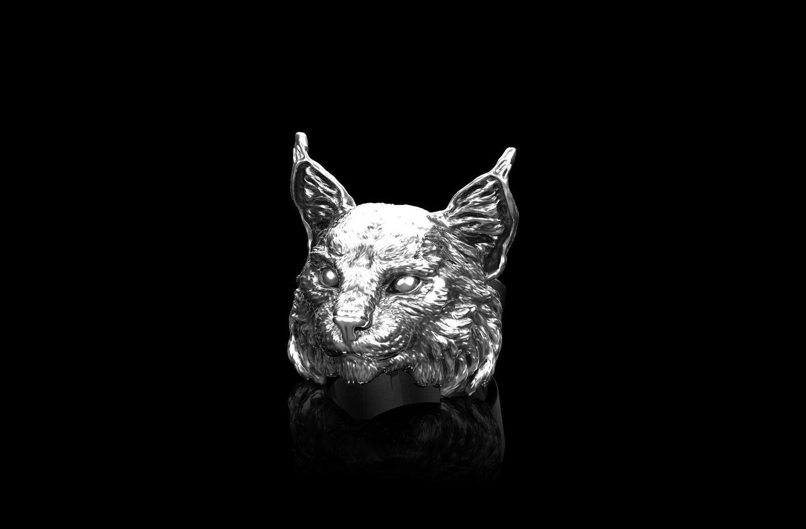 Sterling Silver Bobcat Head Ring, Animal Ring for Man, Bobcat Jewelry ...