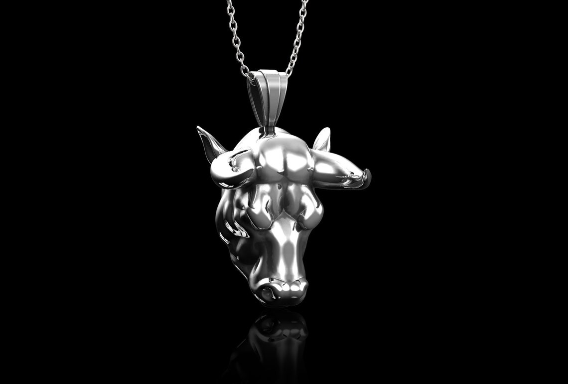 Sterling Silver Angry Bull Pendant Necklace, Men Bull Necklace, Mens ...