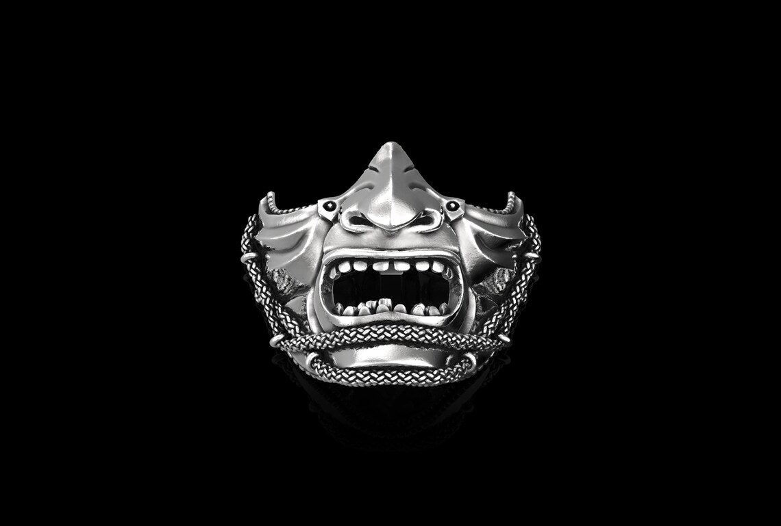 Stering Silver Half Face Samurai Mask Pendant Vintage | Etsy