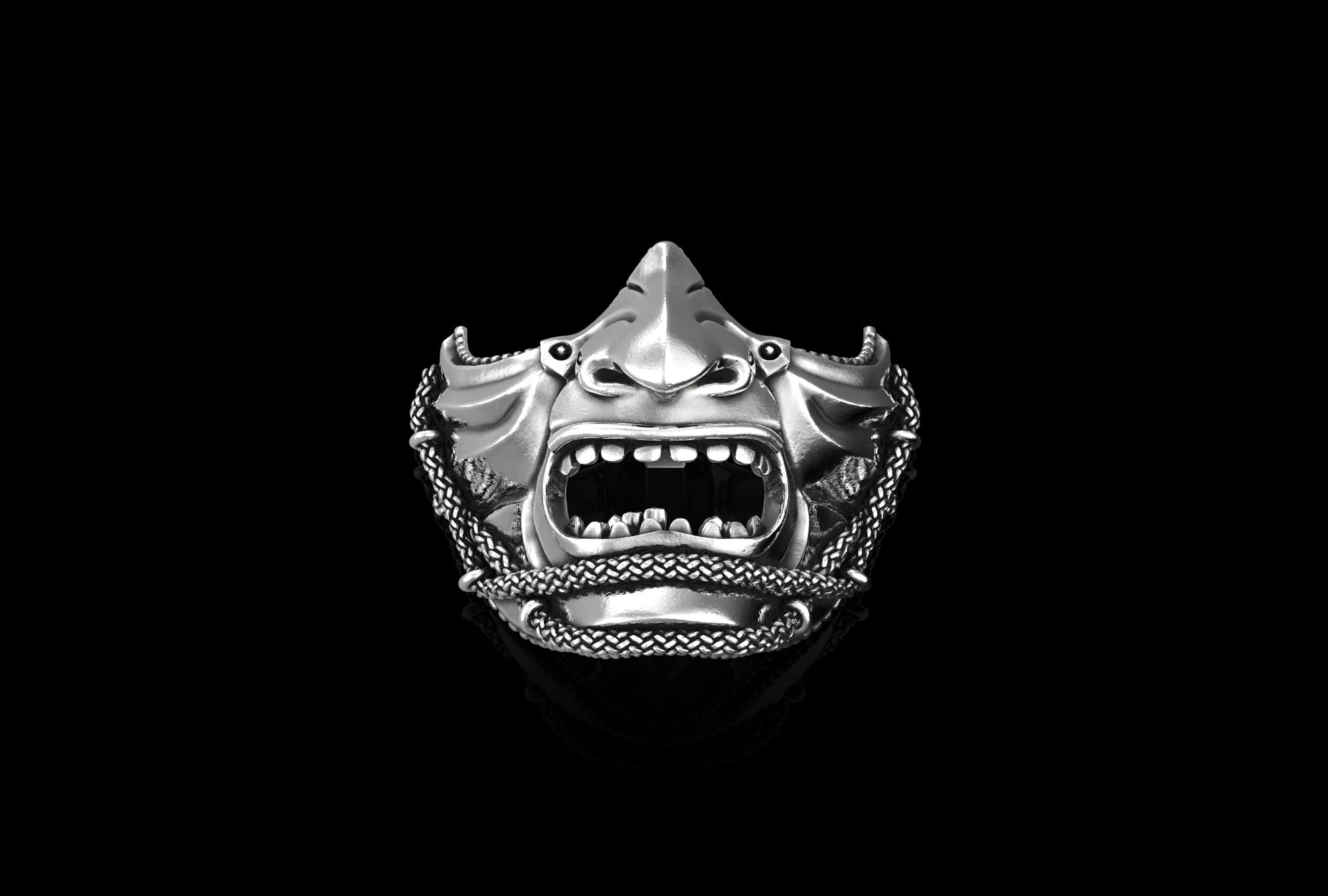 Stering Silver Half Face Samurai Mask Pendant Vintage | Etsy