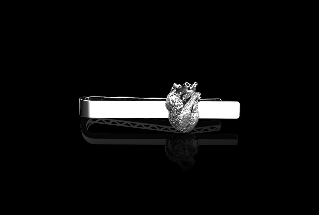 Sterling Silver Anatomical Human Heart Tie Clip, Engraved Gift for ...