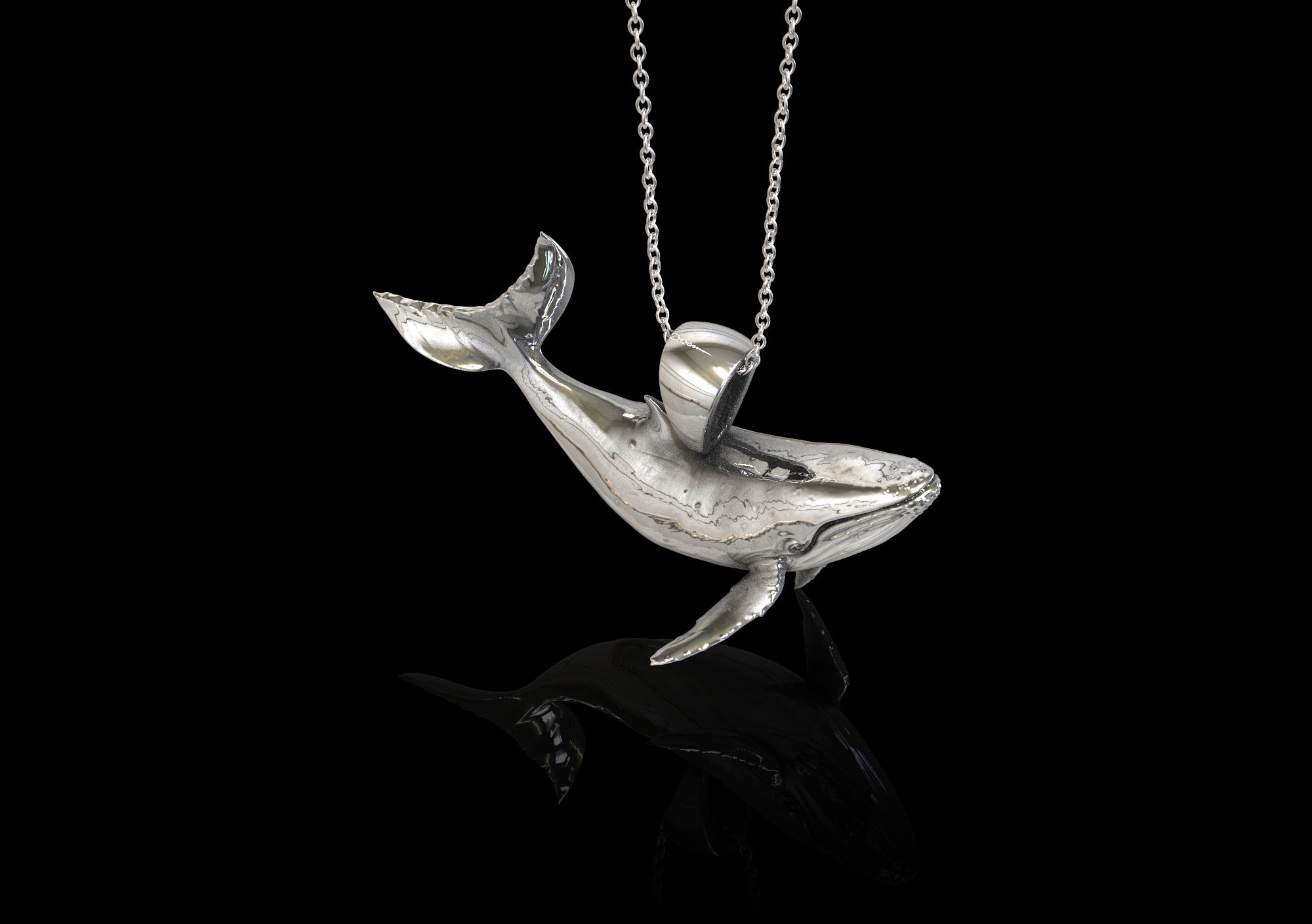 Sterling Silver Whale Pendant Necklace Blue Whale Jewelry - Etsy