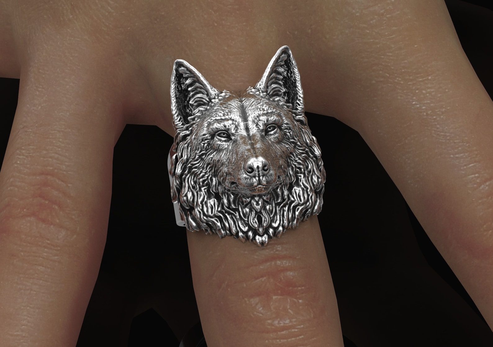 Silver Men Wolf Ring Wolf Sterling Silver Men's Signet | Etsy