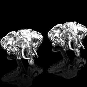 Sterling Silver Elephant Head Cufflinks, Elephant Cufflinks, African ...