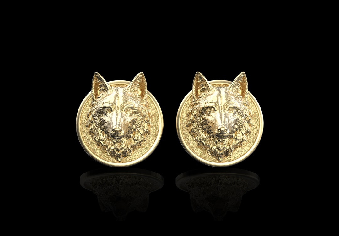 Bronze Wolf Head Cufflinks, Groom Wedding Gift - Etsy