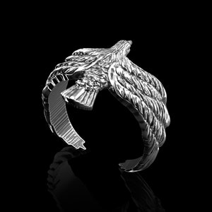 Sterling Silver Eagle Ring, Thunderbird Ring Hawk Ring, Mens Statement ...
