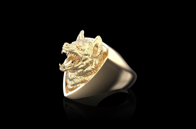 Bronze Angry Hyena Ring, Spotted Hyena Ring, Hyena Jewelry, Safari Wild ...